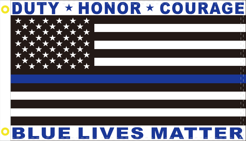 DUTY HONOR COURAGE BLUE LIVES MATTER USA POLICE MEMORIAL OFFICIAL FLAG ...