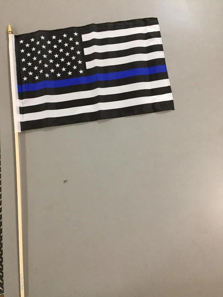 Police Thin Blue Line Memorial American 12x18 Stick Flags 100D Flag Ro ...